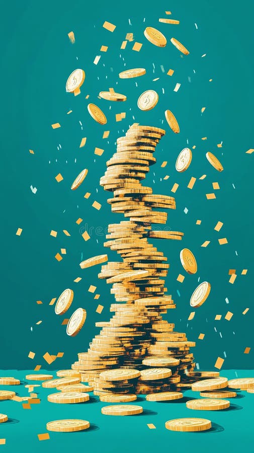 Illustration of Dollar Coins Stacking Up Like a Pyramid through ...