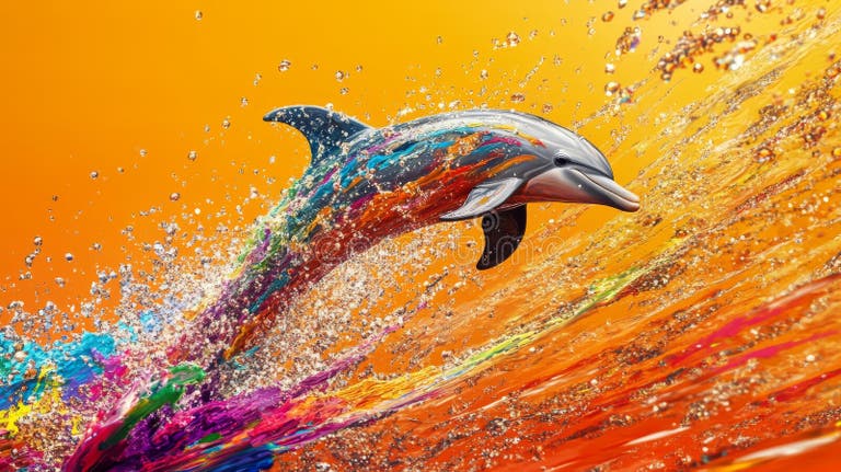 An Illustration of a Dolphin Jumping from the Water with Its Back ...