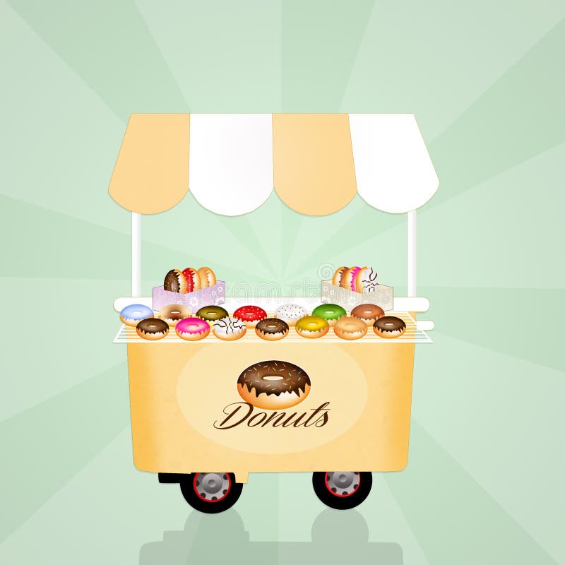 Illustration of Donuts Cart Stock Illustration - Illustration of sugar ...