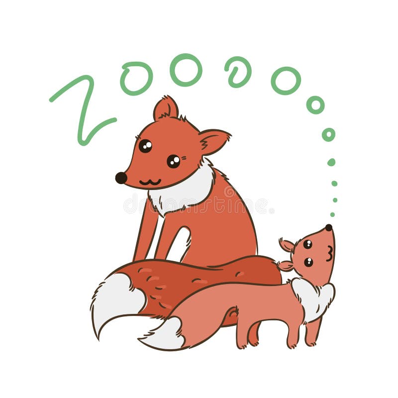 Illustration of Doodle Cute Foxes, Hand Drawn Graphic Stock Vector ...