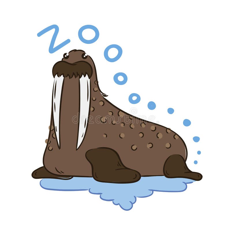 Illustration of Doodle Cute Walrus, Hand Drawn Graphic Stock ...