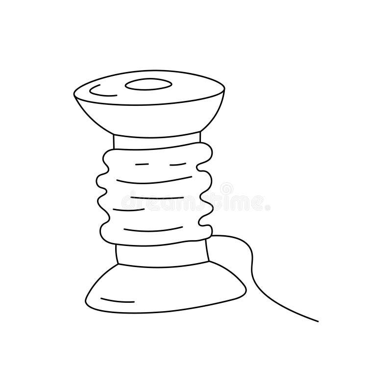 Illustration of Doodle Spool with Threads on White Stock Vector ...
