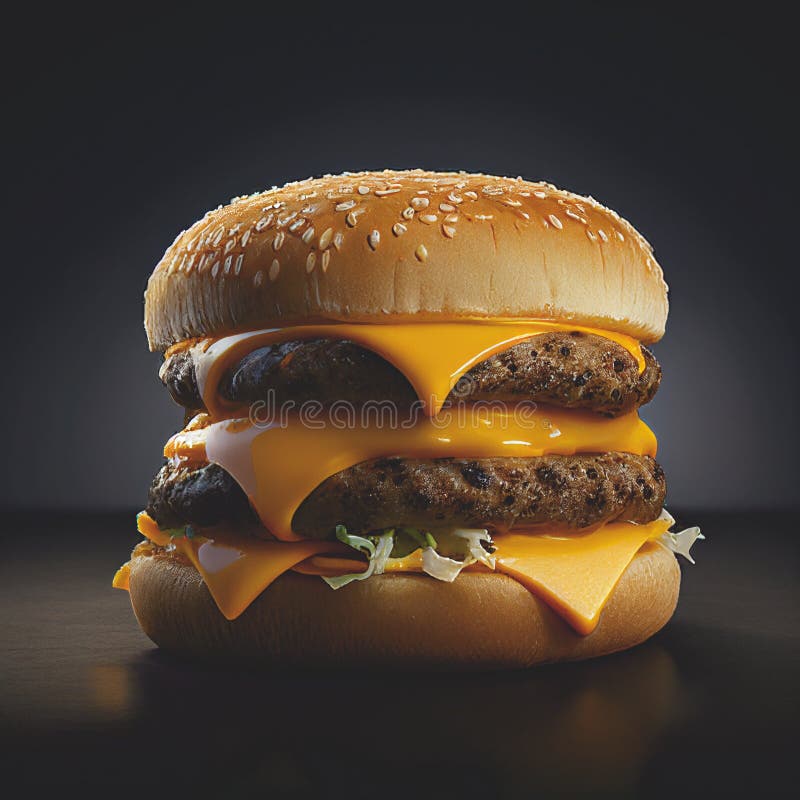 Double Cheese Big Burger Created with Generative AI Technology Stock ...