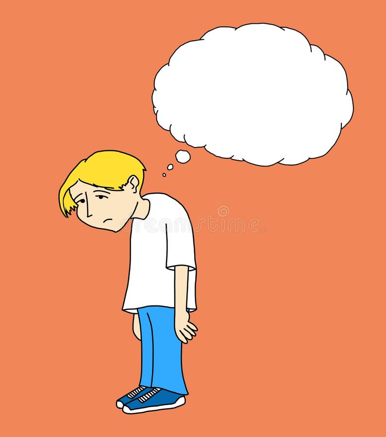 Illustration of a Downcast and Sad Young Boy Stock Illustration ...