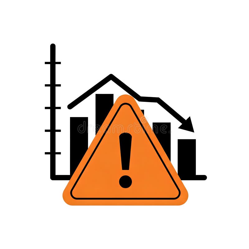 Warning Sign with Declining Graph Stock Illustration - Illustration of ...