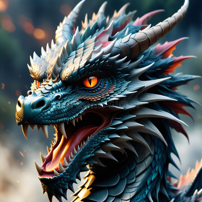 Dragon Head with Sharp Teeth Stock Illustration - Illustration of ...