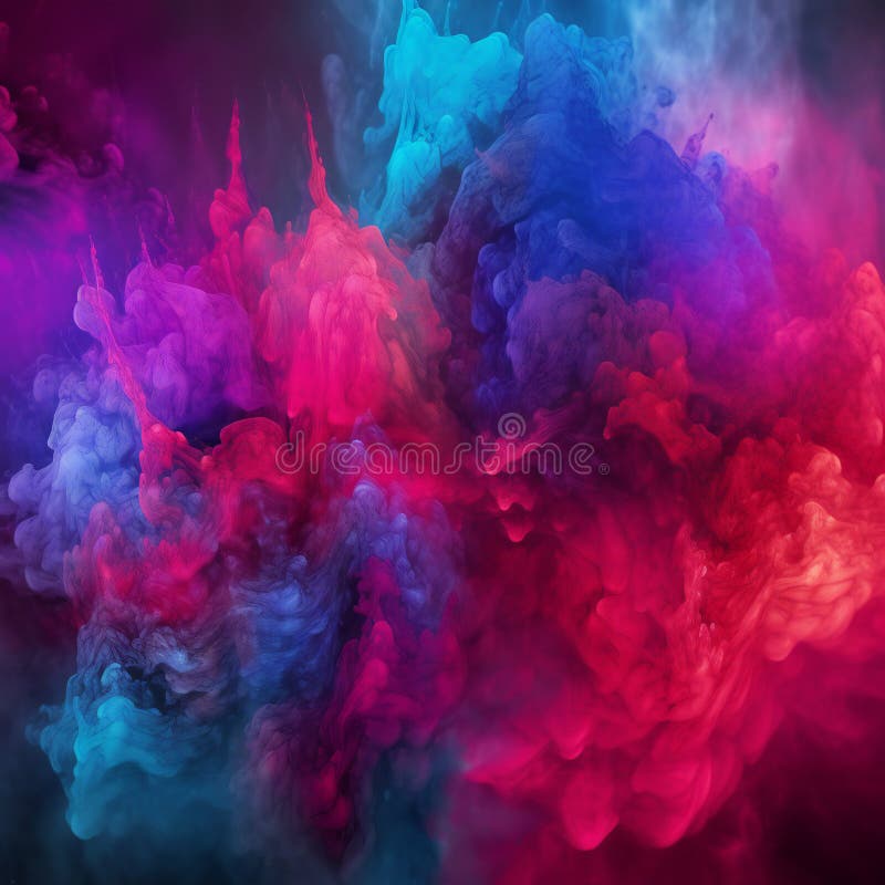 Dramatic Smoke in Contrasting Vivid Red Blue, Abstract, Backgrounds ...