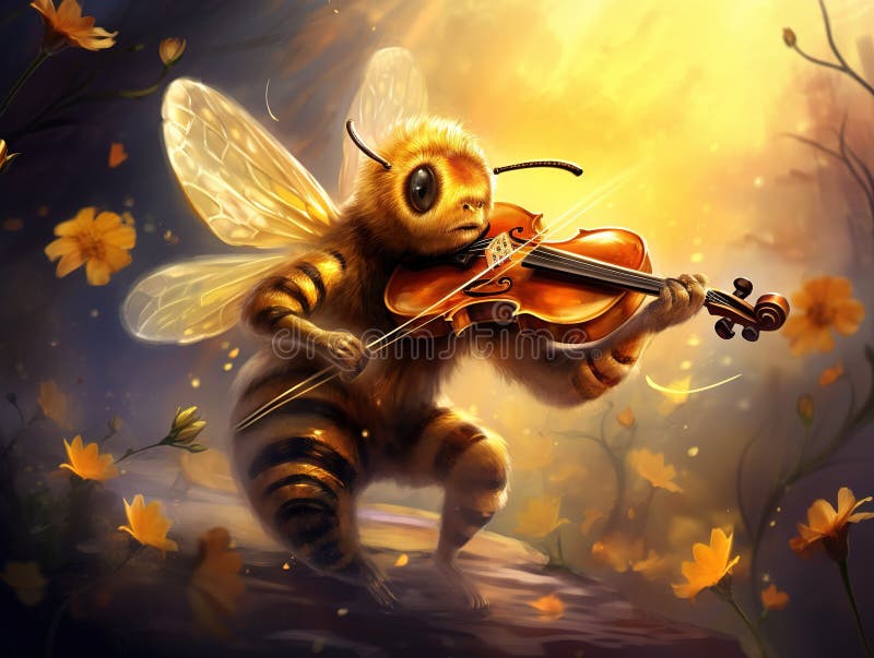 Bee Playing Violin Made with Generative AI Illustration Stock ...
