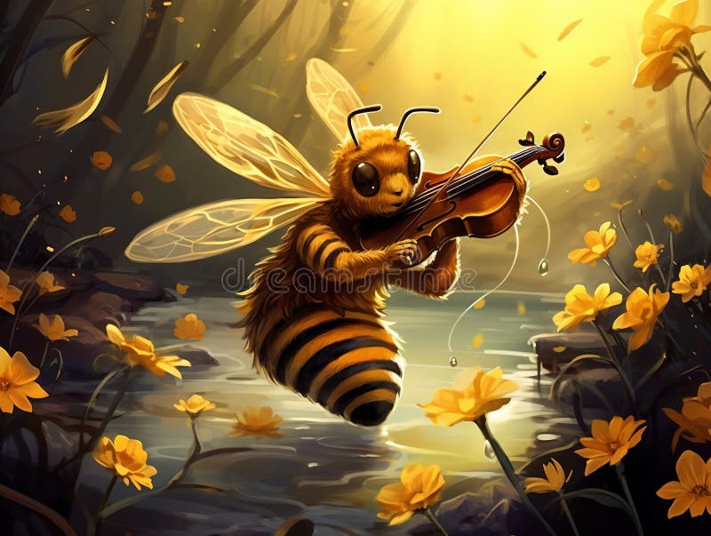 Bee Playing Violin Made with Generative AI Illustration Stock ...