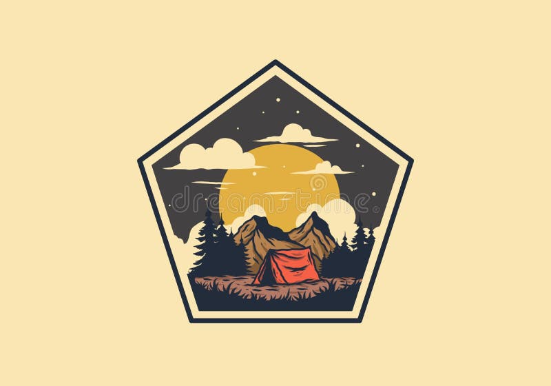 Illustration Drawing of Overnight Camping Stock Vector - Illustration ...