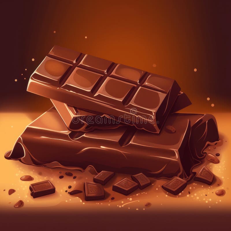 Illustration of a Drawing of a Portion of Chocolate. Stock Photo ...