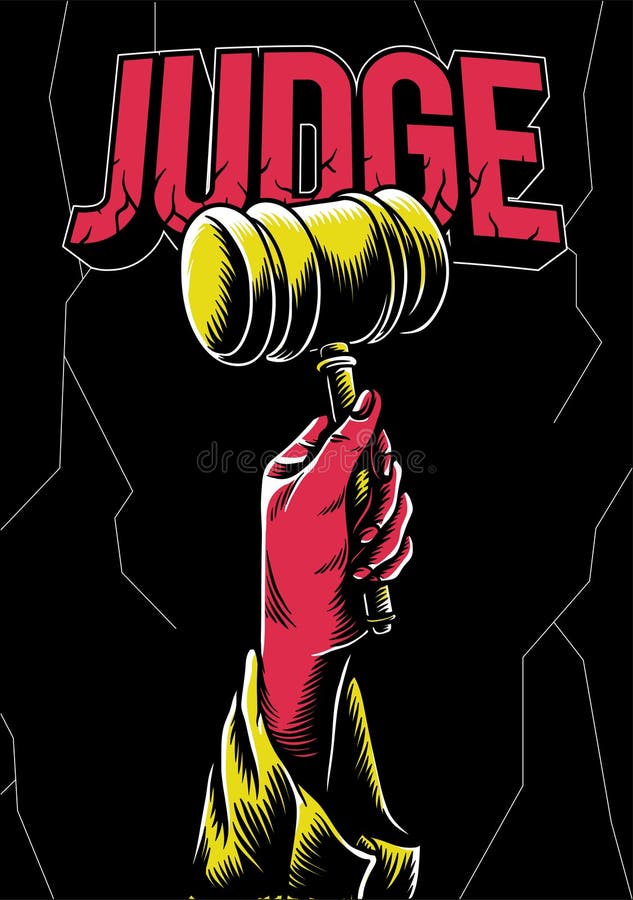 Illustration Drawing Style with Judge Typography Comic Style Stock ...