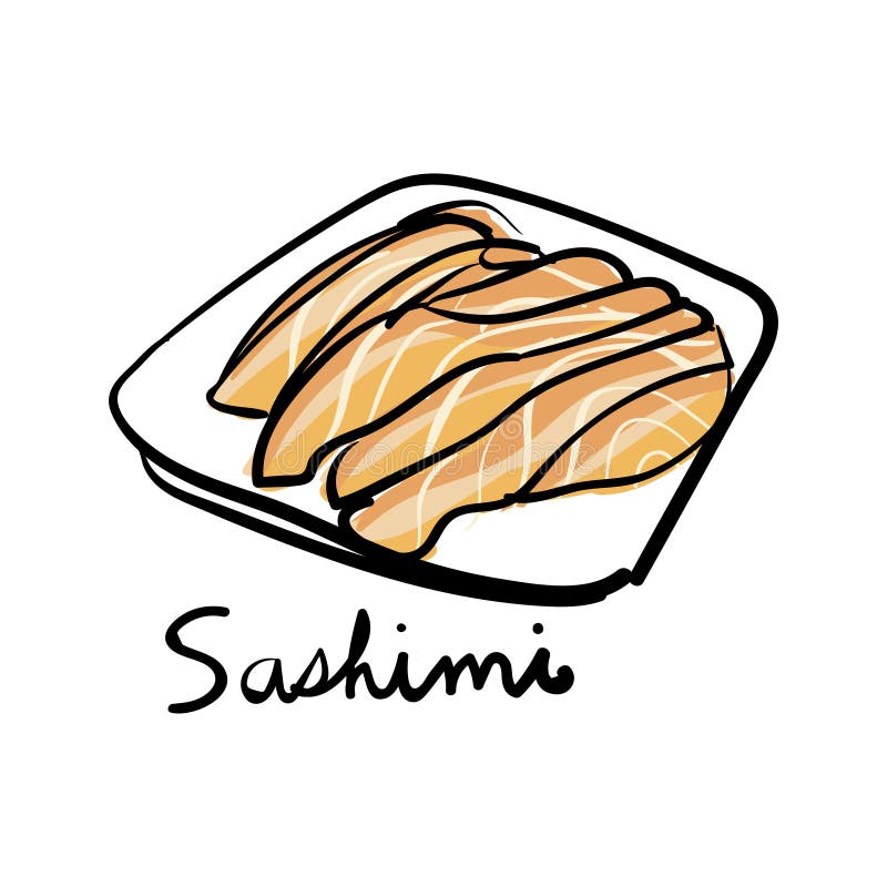 Illustration Drawing Style of Sashimi Stock Illustration - Illustration ...