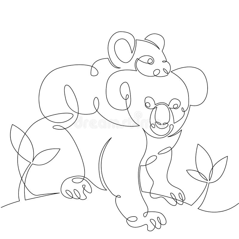 Illustration Drawing Wildlife Australia Koala with Cub Stock Vector ...