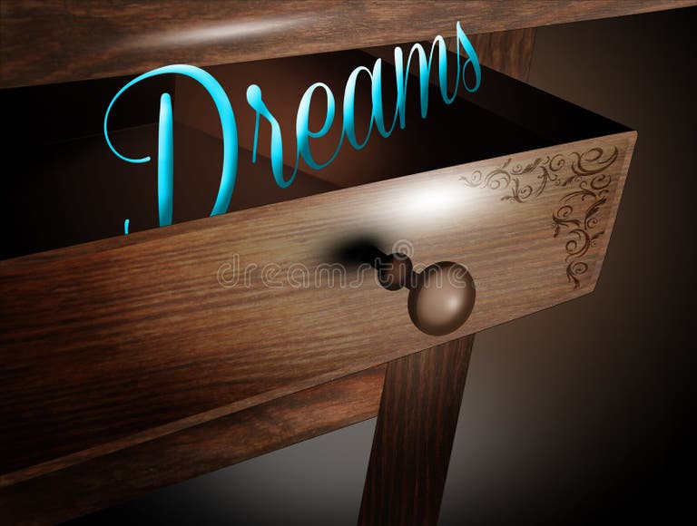 Dreams in the drawer stock illustration. Illustration of table - 160812682