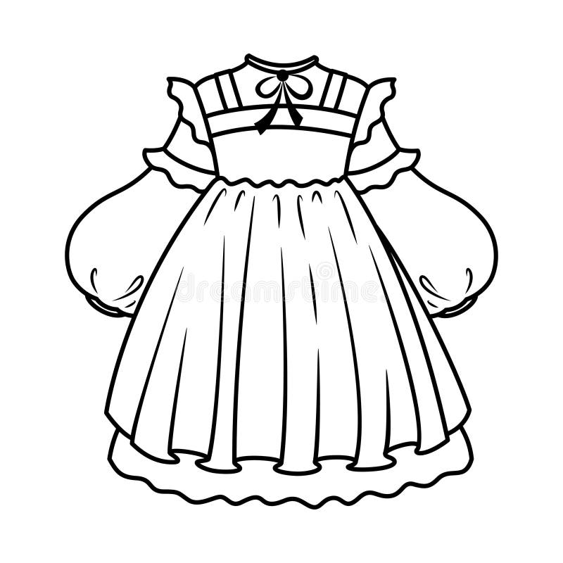 Illustration of Dress Outline for Coloring Page Stock Vector ...