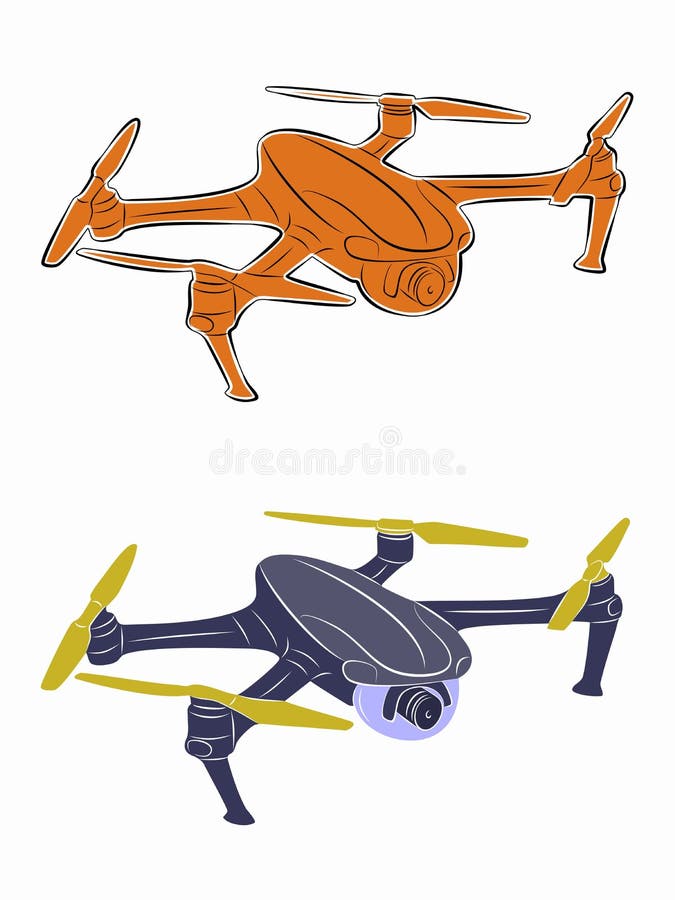 Illustration of a Drone Flying, Vector Draw Stock Vector - Illustration ...