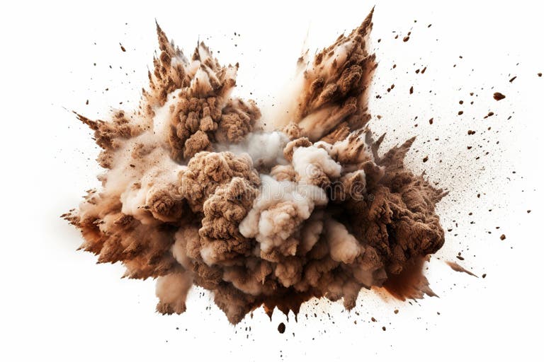 Illustration of Dry Soil Explosion on White Background, Generative Ai ...