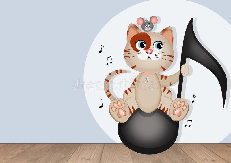 Illustration Du Chat Musicien Sur Note Musicale Illustration Stock ...