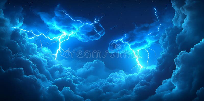 Illustration with Dual Blue Lightning Against an Electrifying ...