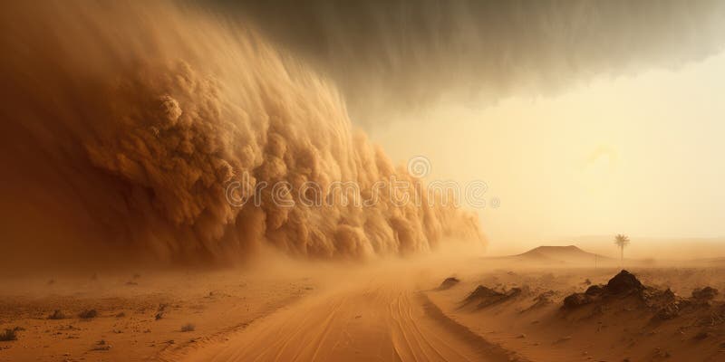 A Dust Storm in the Desert stock illustration. Illustration of hight ...