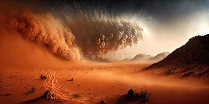 A Dust Storm in the Desert stock illustration. Illustration of dust ...