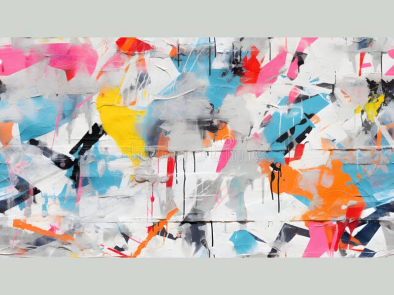 Illustration of Dynamic Abstract Painting with Bold Colors and Chaotic ...