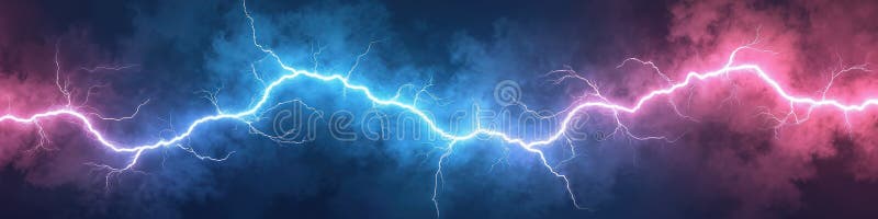 Illustration a Dynamic Lightning Strikes with Clouds. Large Dark Area ...
