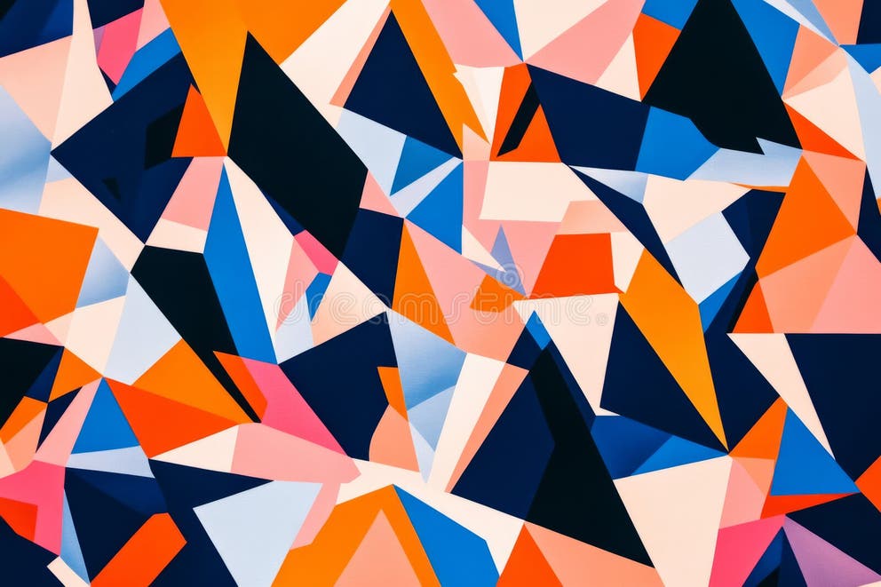 Illustration of a Dynamic Pattern with Overlapping Triangles in Shades ...