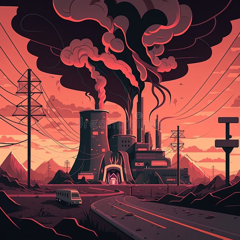 Illustration of Dystopian Landscape. Generative AI Stock Illustration ...