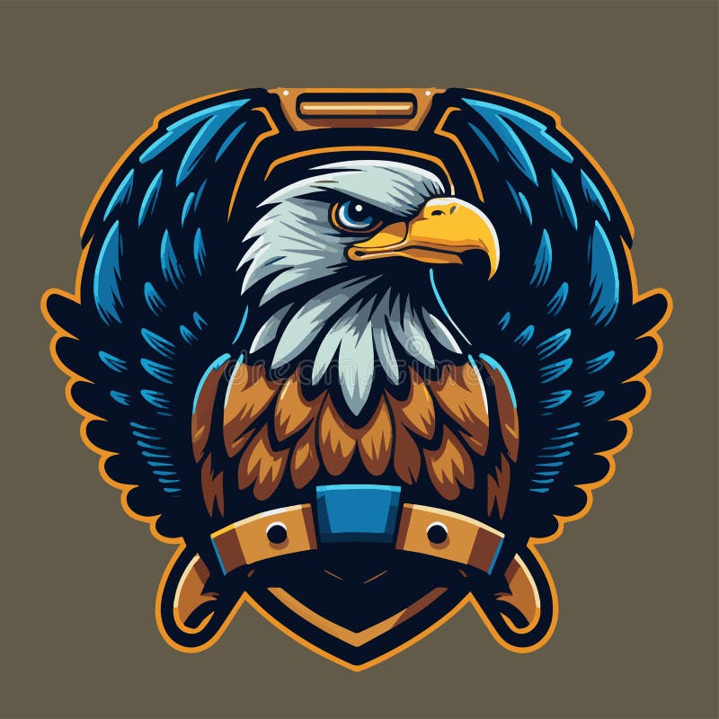 Eagle Head Shield Mascot Gaming Logo Design Vector Illustration Stock ...