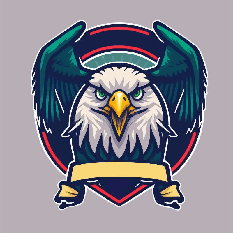 Eagle Head Shield Mascot Gaming Logo Design Vector Illustration Stock ...