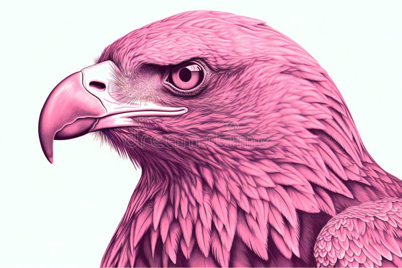 Eagle Head with Pink Feathers on a White Background Stock Photo - Image ...