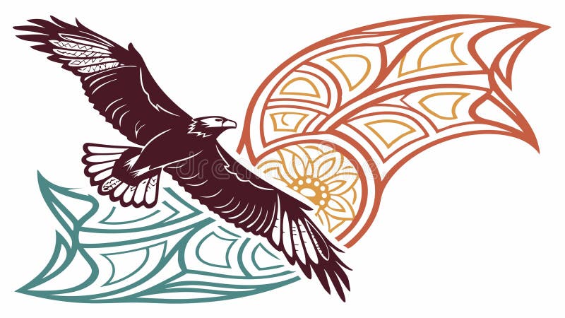 Eagle Soaring with Abstract Wing Pattern Flight Freedom Majestic Vector ...