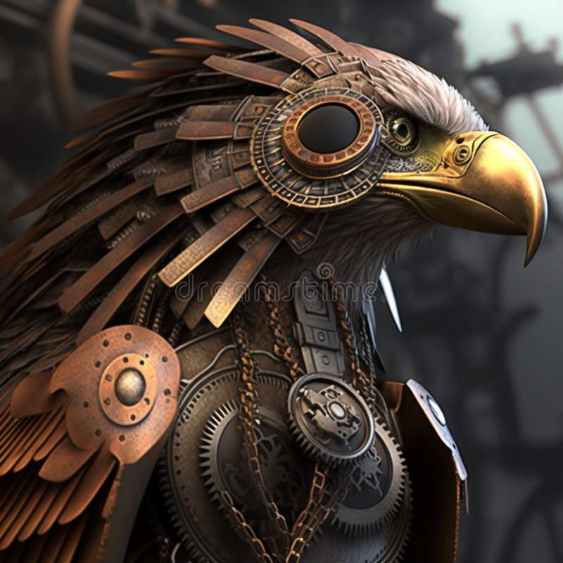 Illustration of an Eagle , Steampunk Style, Cyberpunk, AI Generated ...