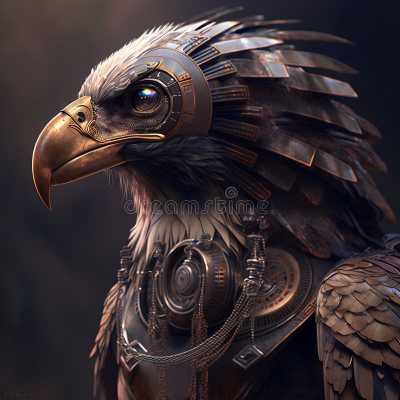 Illustration of an Eagle , in the Style of Steampunk, Cyberpunk, AI ...