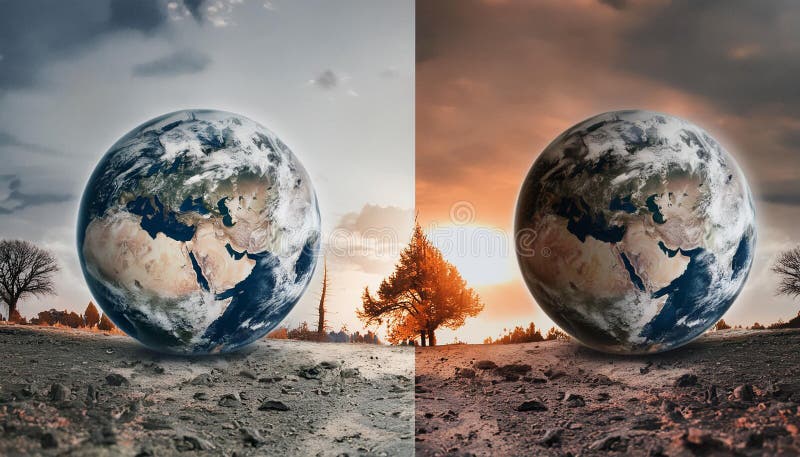 Illustration of Earth before and after Apocalypse Stock Illustration ...