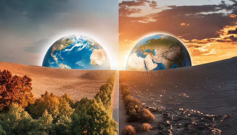Illustration of Earth before and after Apocalypse Stock Illustration ...
