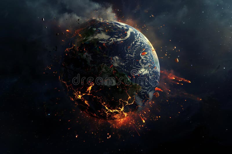 Earth Destroyed by Pollution. Global Catastrophe Concept - 3D Rendering ...