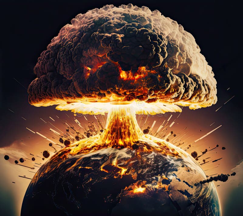 Illustration of the Earth Being Destroyed in a Nuclear War, Giant ...