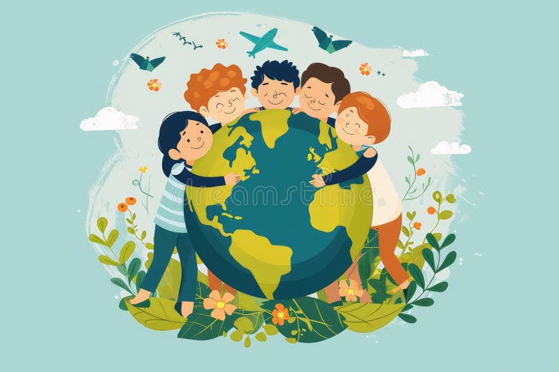Illustration of Earth Being Hugged by People on Earth Day Stock ...