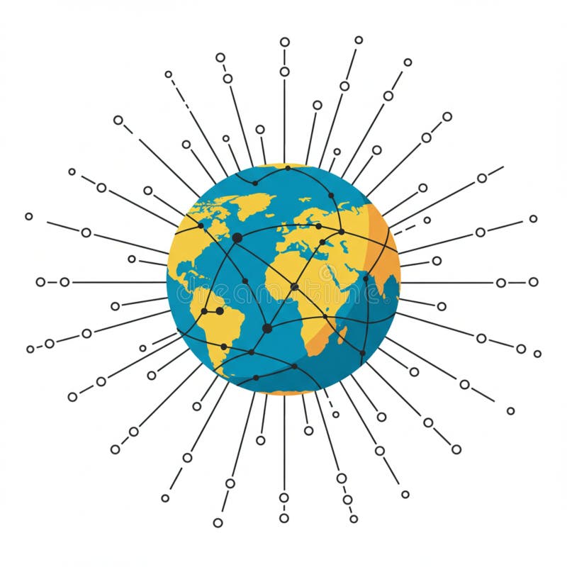 Illustration of Earth with Continents in Yellow and Oceans in Blue ...