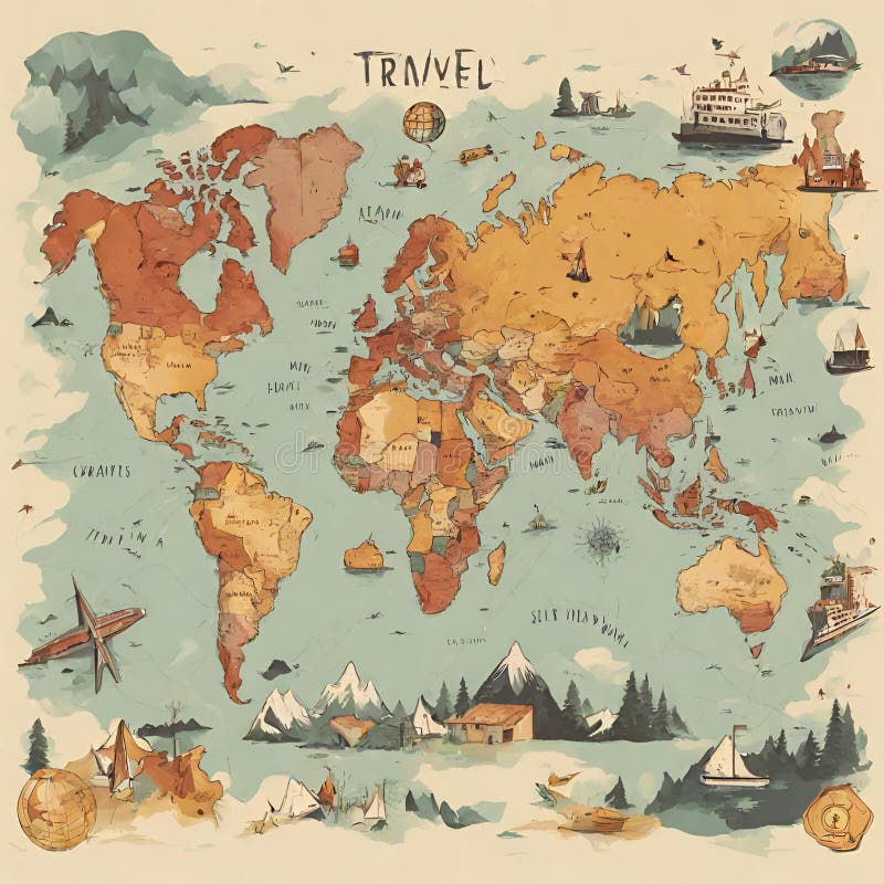 Globe Earth Illustration in Fantasy Style Stock Illustration ...