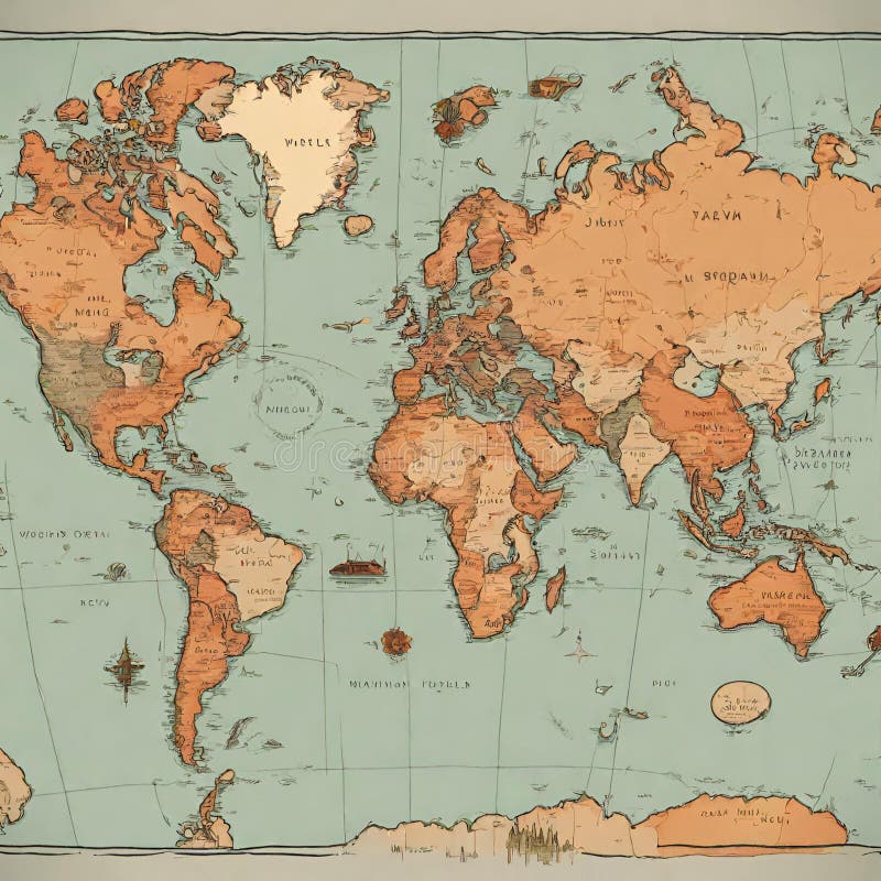 Globe Earth Illustration in Fantasy Style Stock Illustration ...