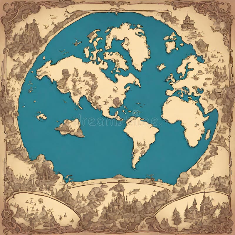 Globe Earth Illustration in Fantasy Style Stock Illustration ...