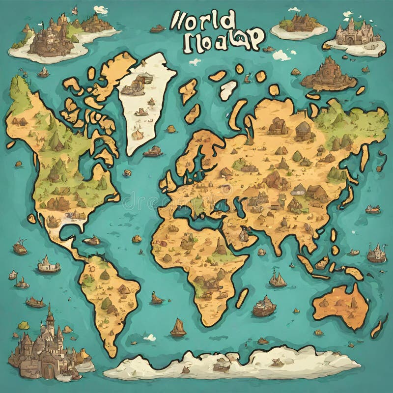 Globe Earth Illustration in Fantasy Style Stock Illustration ...