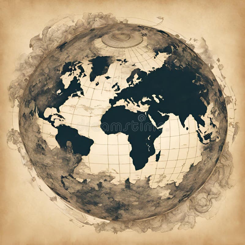 Globe Earth Illustration in Fantasy Style Stock Illustration ...