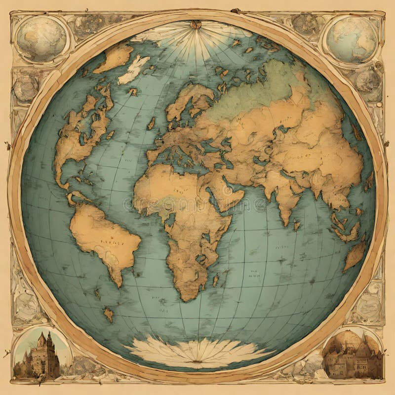 Globe Earth Illustration in Fantasy Style Stock Illustration ...