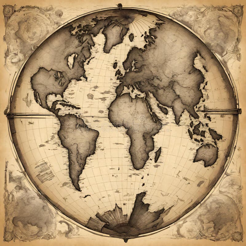 Globe Earth Illustration in Fantasy Style Stock Illustration ...