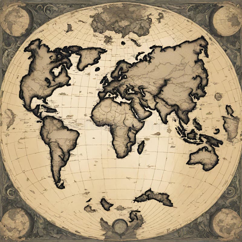 Globe Earth Illustration in Fantasy Style Stock Illustration ...